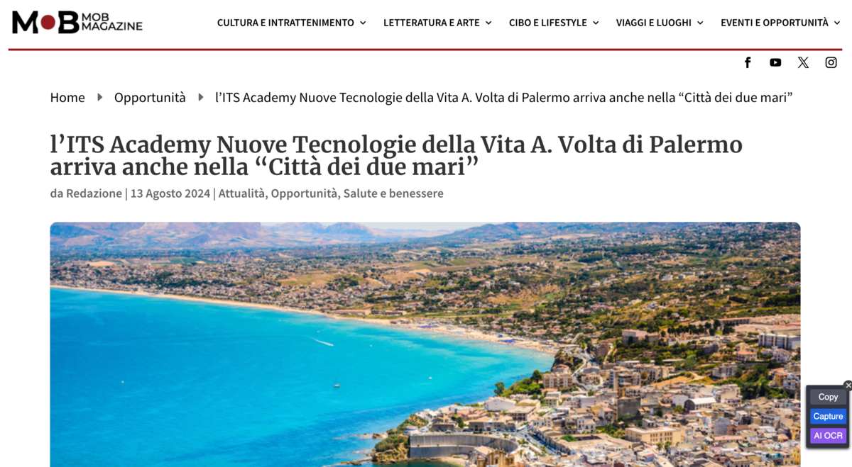 L'ITS Academy Nuove Tecnologie della Vita A. Volta di Palermo arriva ...